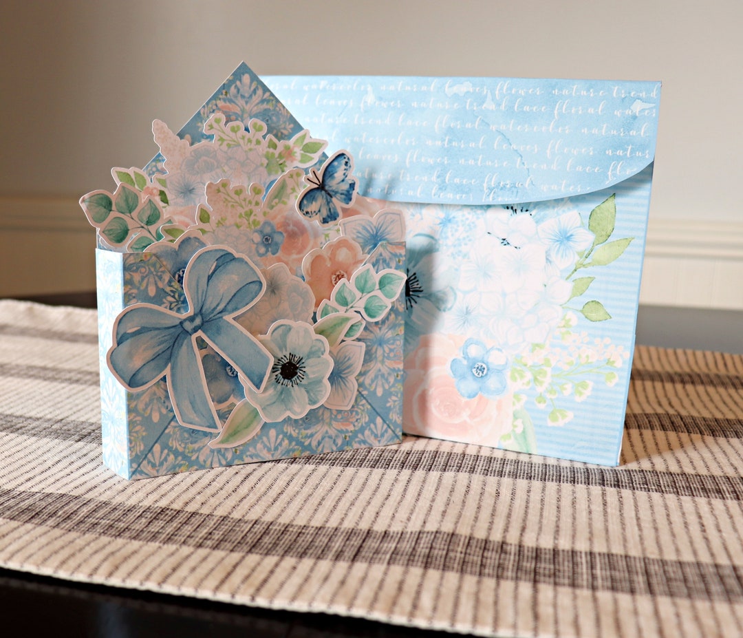 Blue Floral Envelope Box Card- Get Well, Encouragement, Sympathy ...