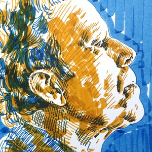 Tom Waits Duotone Sketch Portrait Two Color Expressive Illustration A4 ...