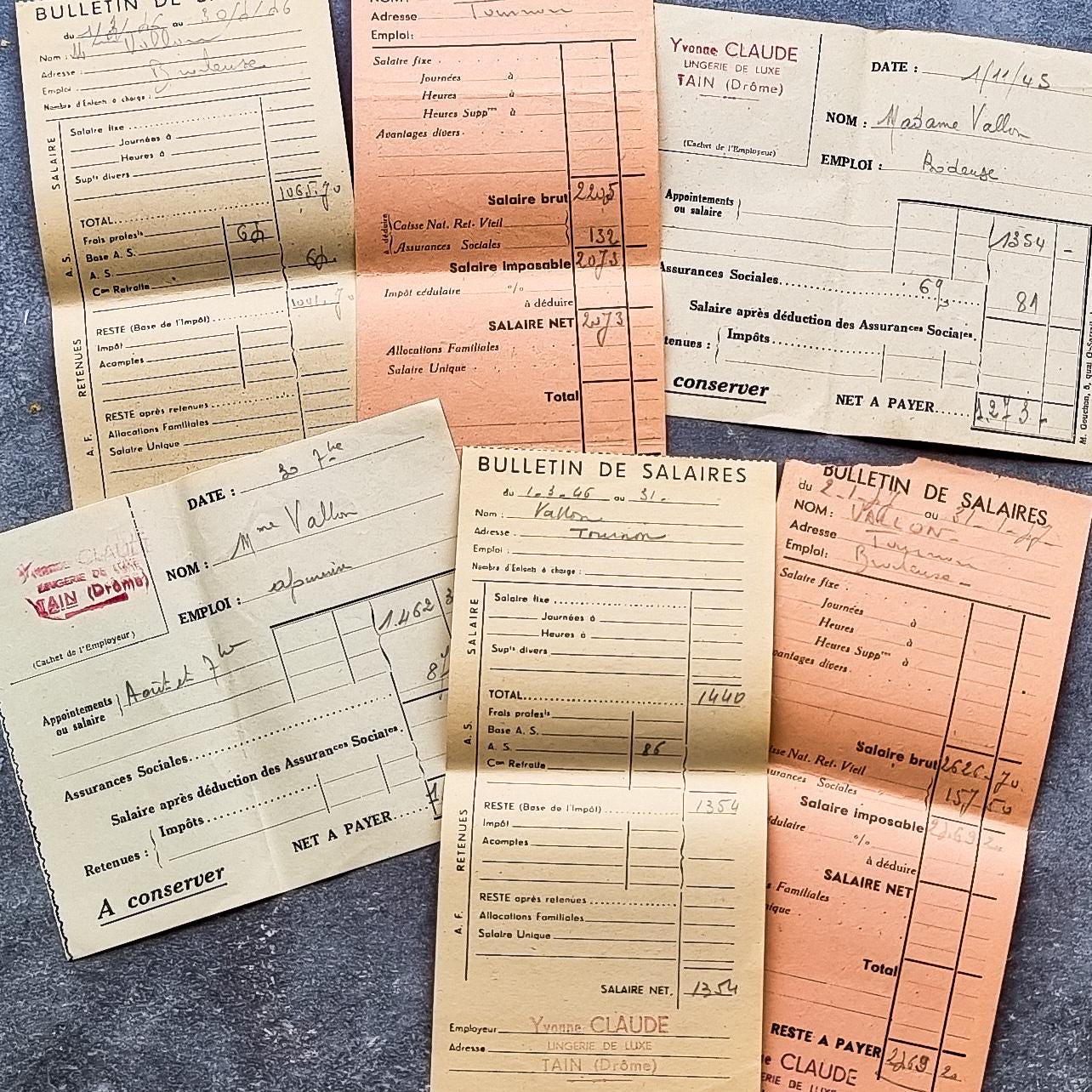 Vintage French Salary Slips - Etsy
