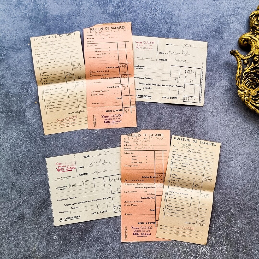 Vintage French Salary Slips - Etsy