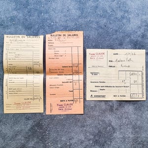Vintage French Salary Slips - Etsy