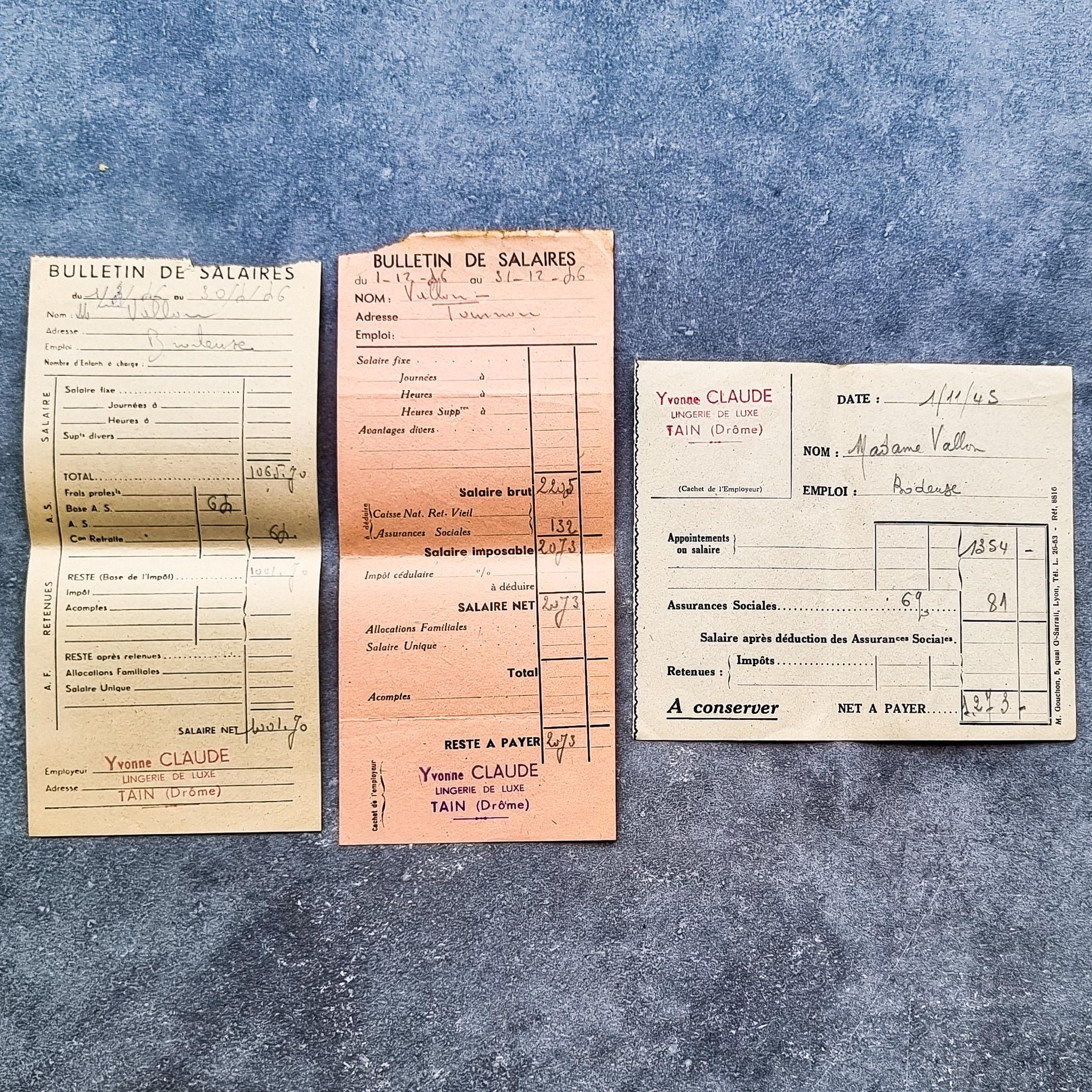 Vintage French Salary Slips - Etsy