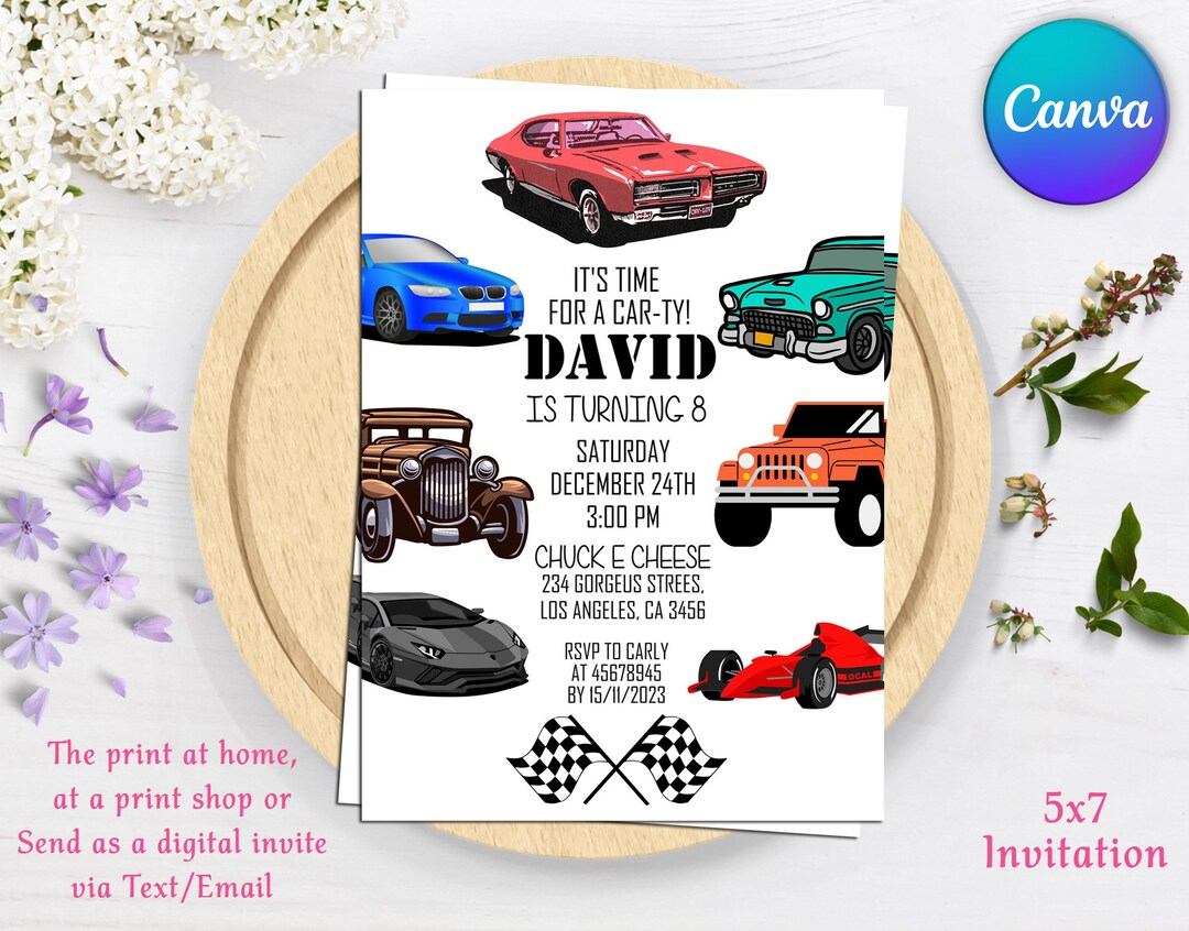 Editable Invitation, Carty, Car Invitation, Car Invites, Car Party,car ...