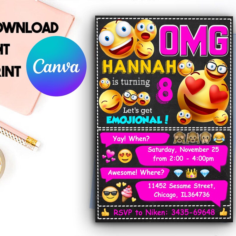 Emoji Invitation - Etsy