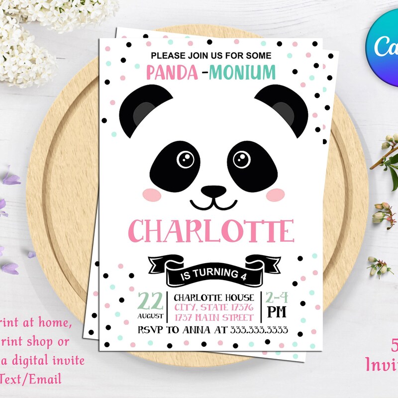 Panda Invitation - Etsy