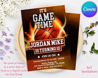 Basketball Birthday Invitation Template, Bsketball Party Invitation ...