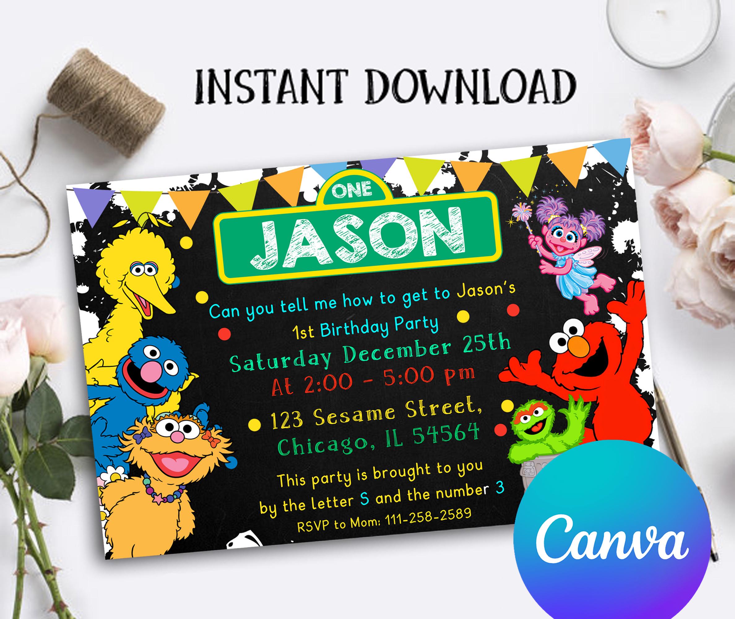 Elmo Invitation, Elmo Party Invitation, Elmo Birthday Invitation, Elmo ...