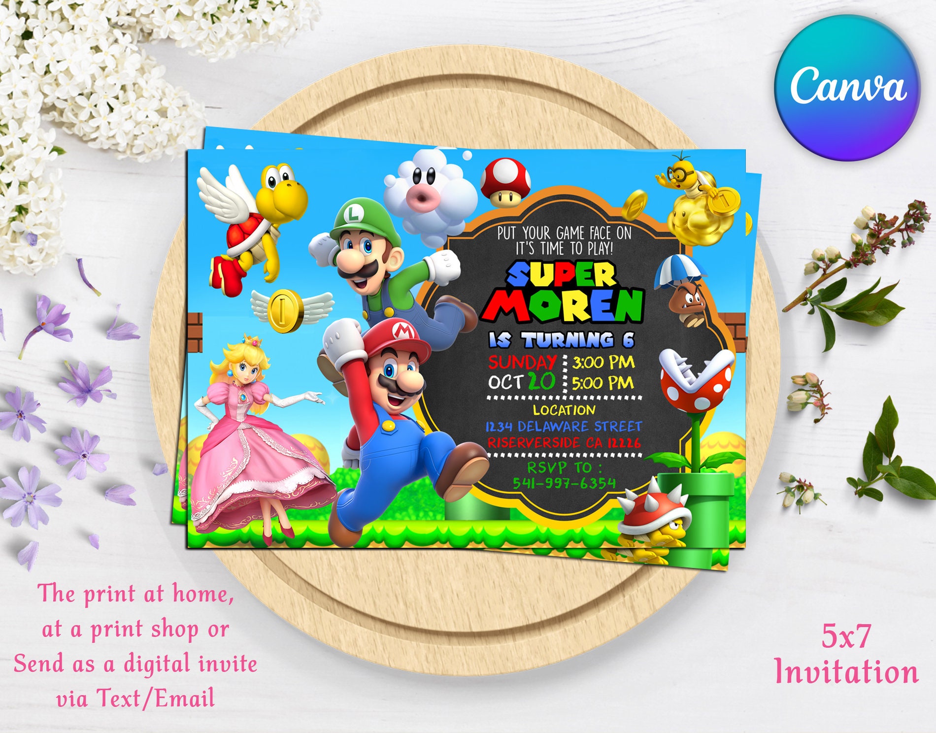 Plantilla editable de invitación de cumpleaños para niños, invitaciones ...