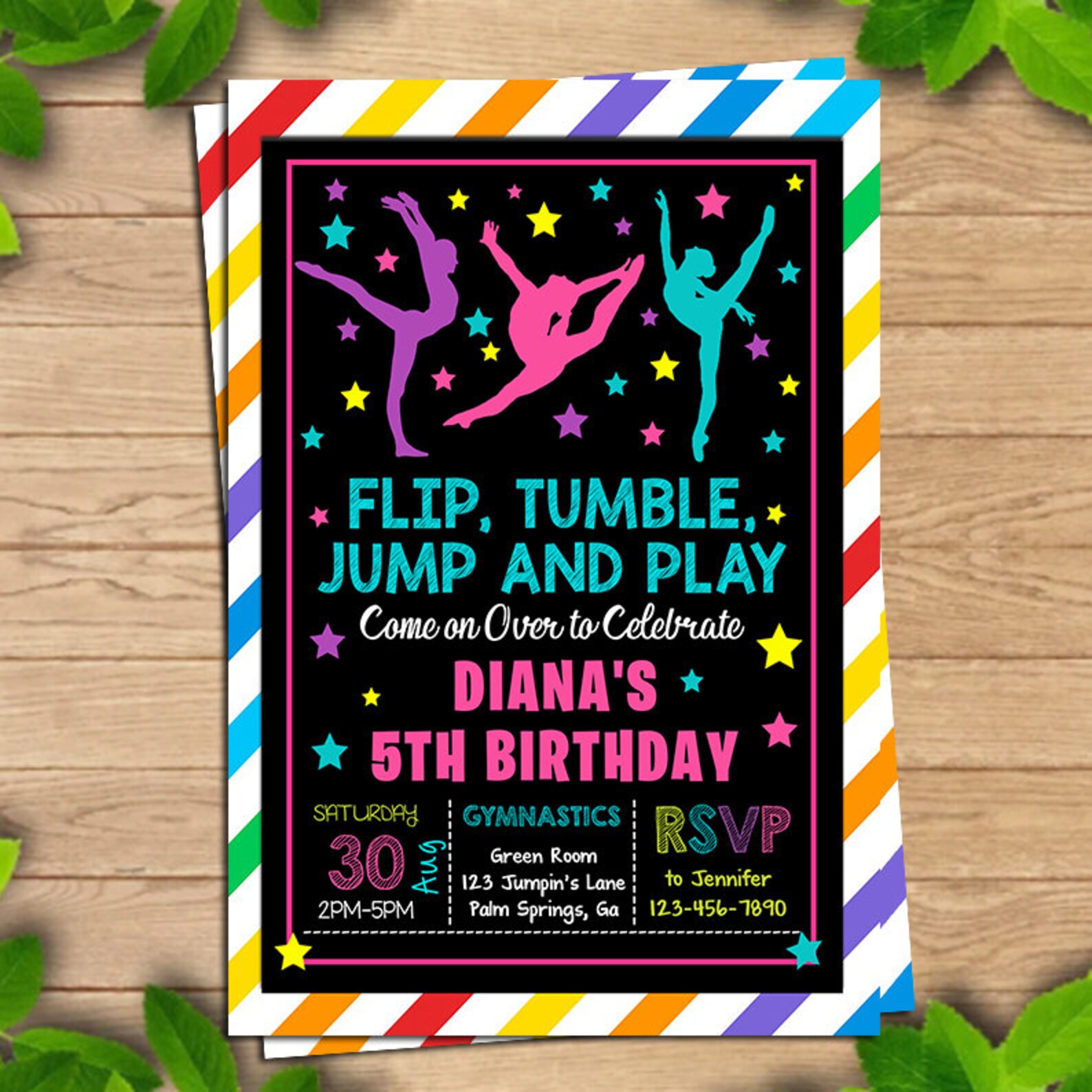 Gymnastics Invitation, Gymnastics Birthday, Gymnastics Party ...