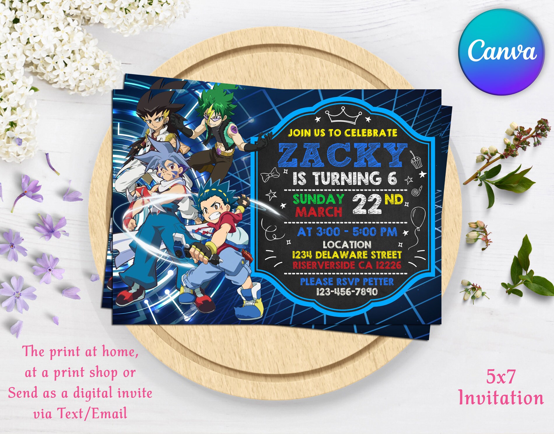 Beyblade Invitation, Beyblade Invites, Beyblade Party, Beyblade ...