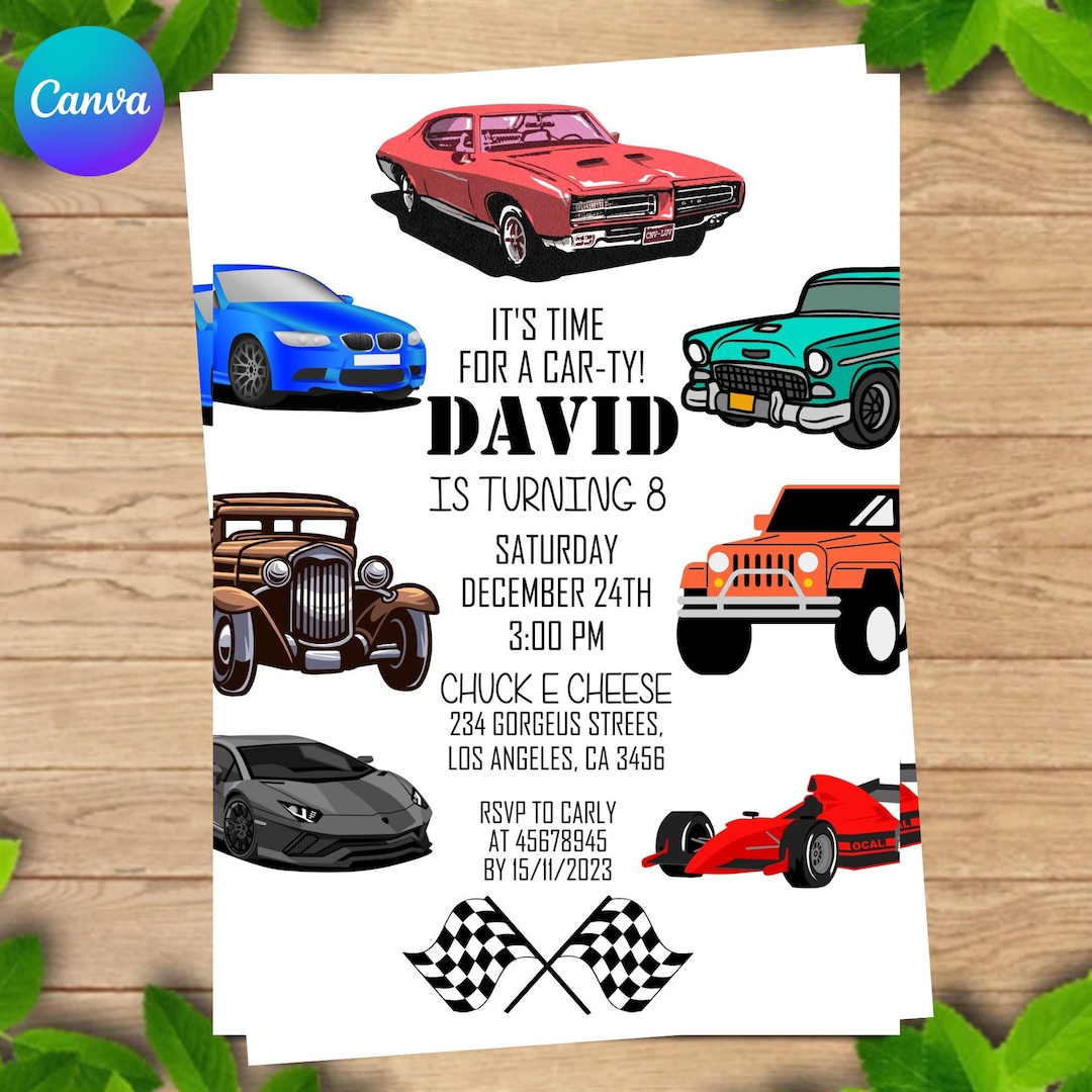 Editable Invitation Carty Car Invitation Car Invites Car - Etsy