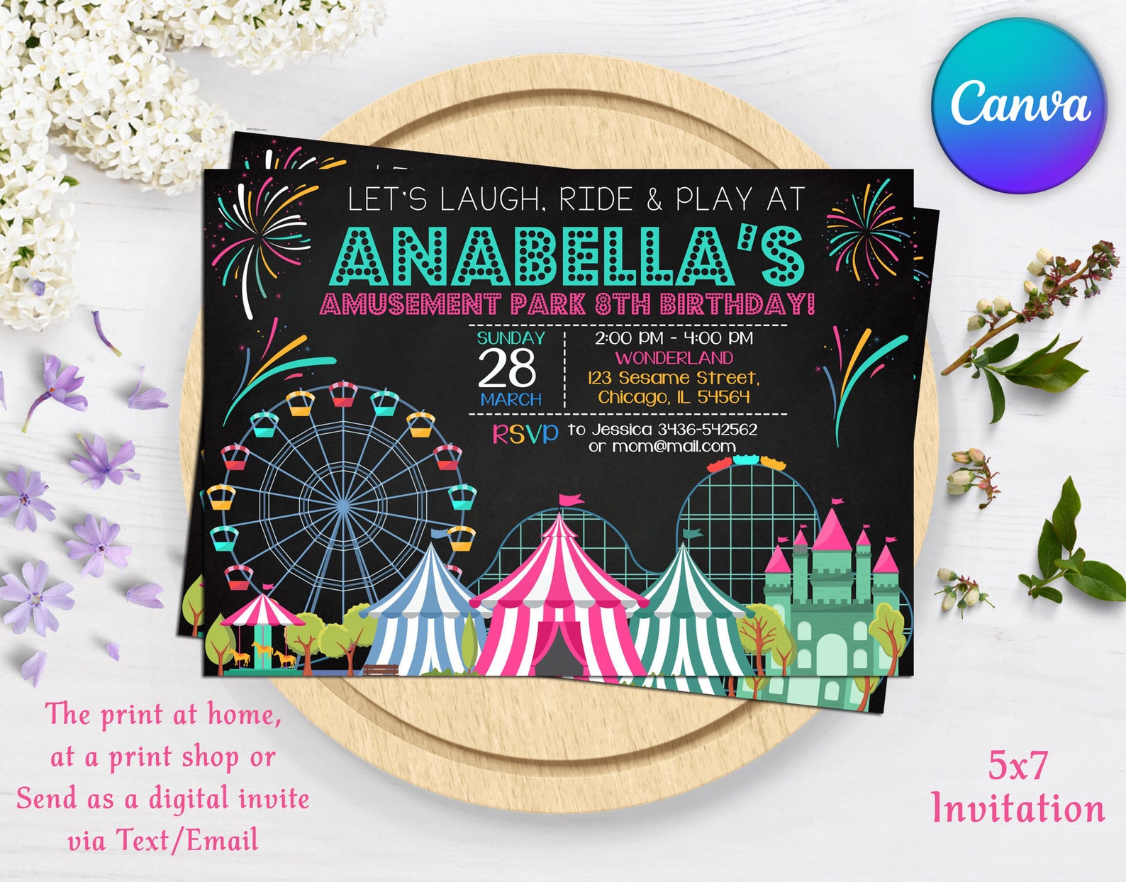 Amusement Park Invitation, Amusement Park Invites, Amusement Park Party ...