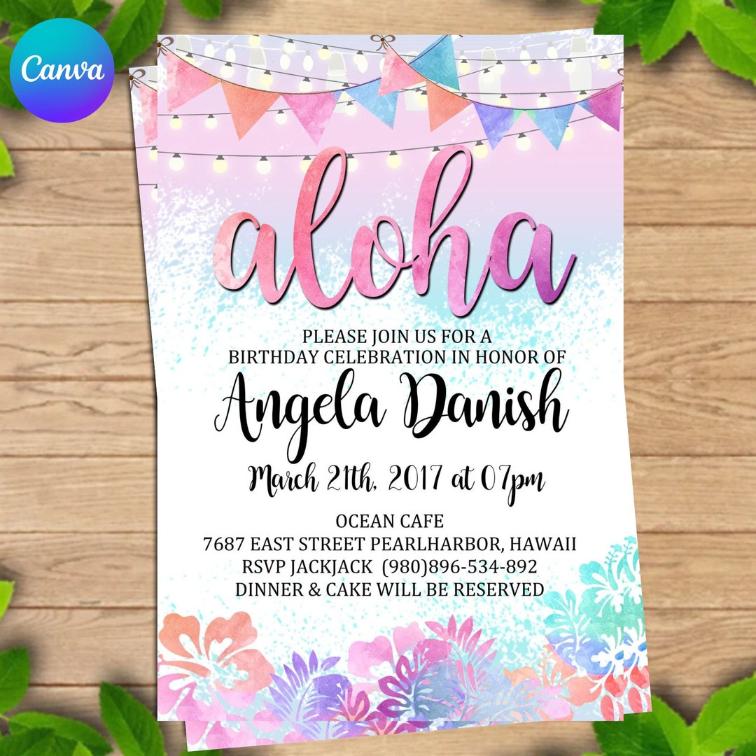 Editable Invitation Aloha Invitation Aloha Invites Aloha - Etsy