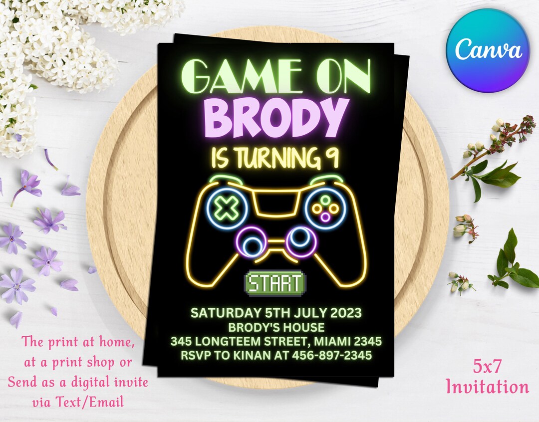 GAME ON Invitation, Video Game Truck Ticket Invitation, Gamer Birthday ...