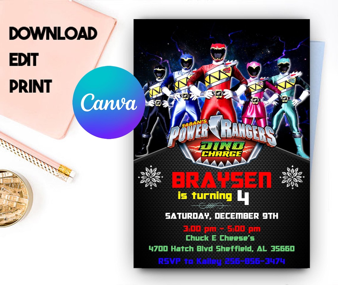 Power Ranger Invitation, Power Ranger Party Invitation, Power Ranger ...