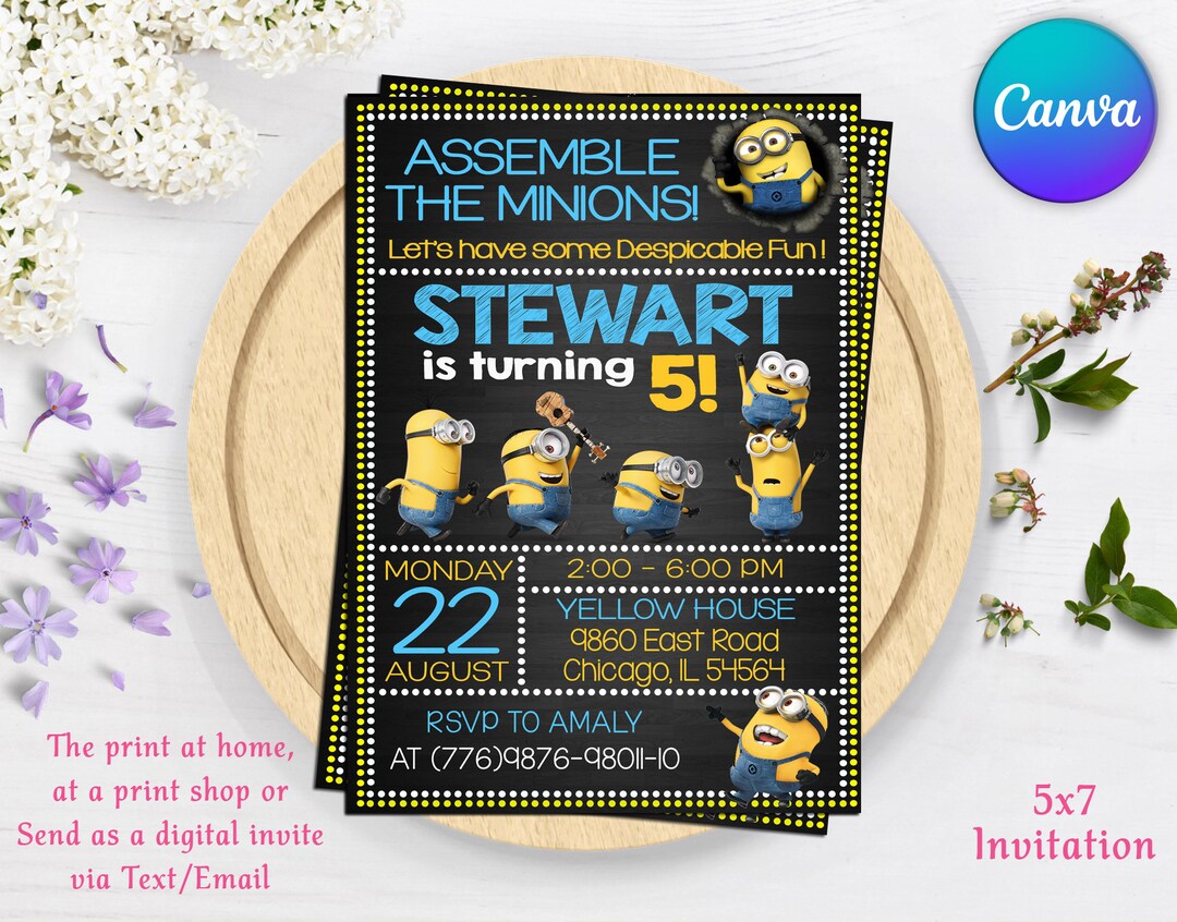 Invitación de Minions, Fiesta de Minions, Cumpleaños de Minions ...