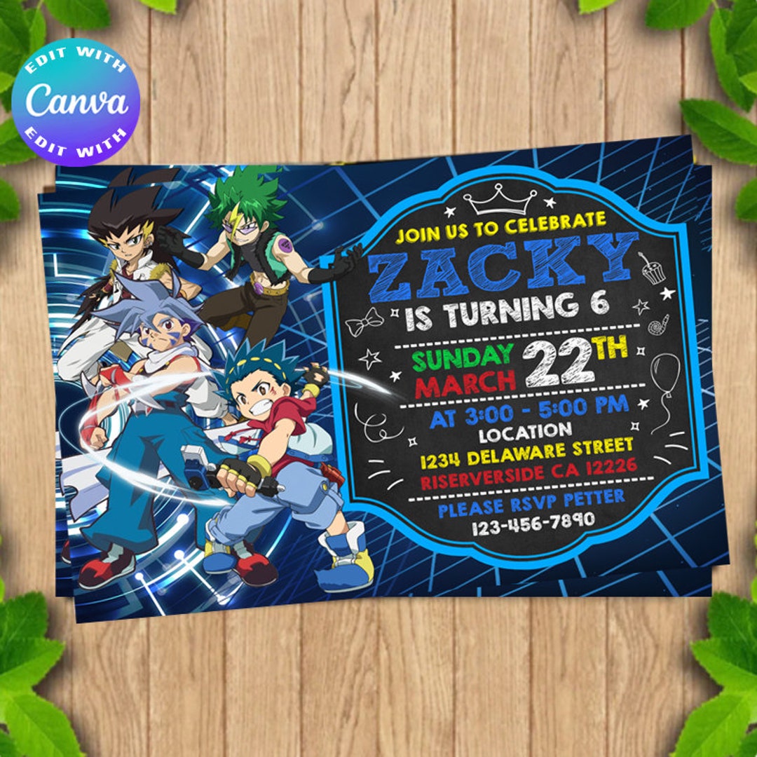 Beyblade Invitation Beyblade Invites Beyblade Party - Etsy