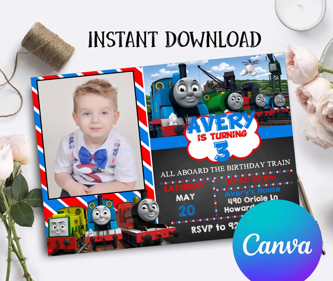 Thomas Invitation, Thomas Party Invitation, Thomas Birthday Invitation ...