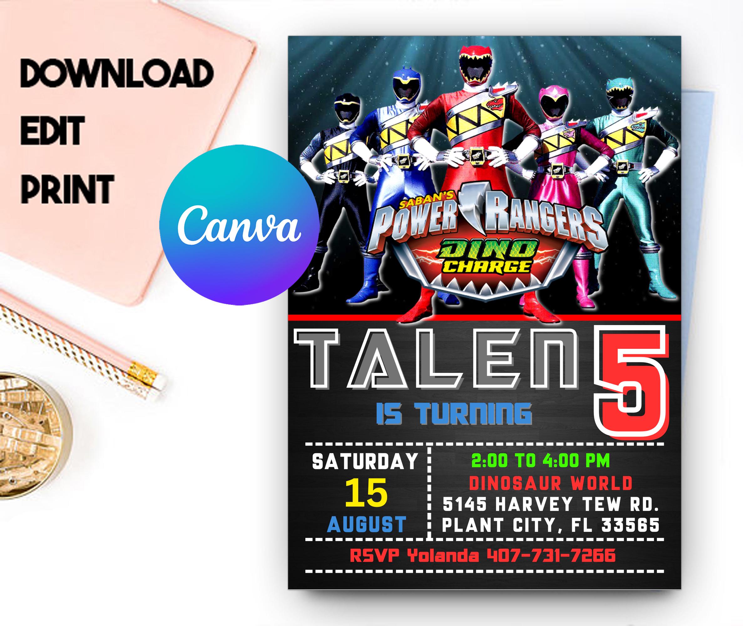 Power Rangers Dino Charge Invitation, Power Rangers Dino Charge ...