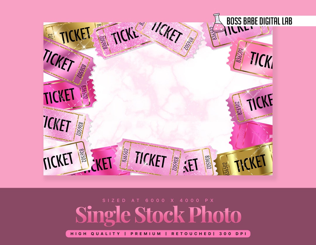 Golden and Pink Raffle Tickets Single Stock Photo, Cinema Photo, Raffle ...