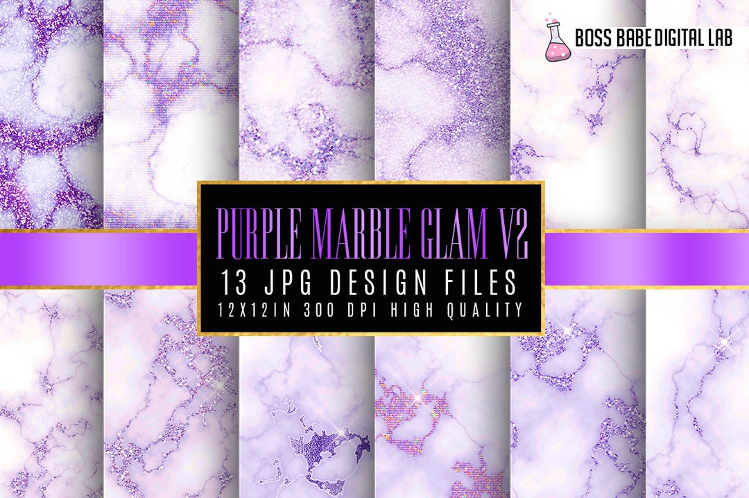 Purple Glam Marble Digital Paper, Purple Glam Marble Paper, Marble ...