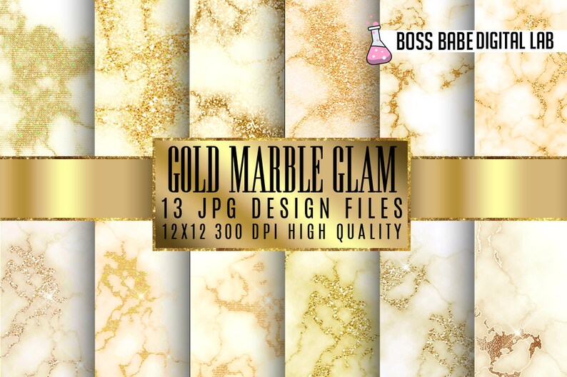 Gold Glam marble digital paper Gold Glam marble paper Marble | Etsy