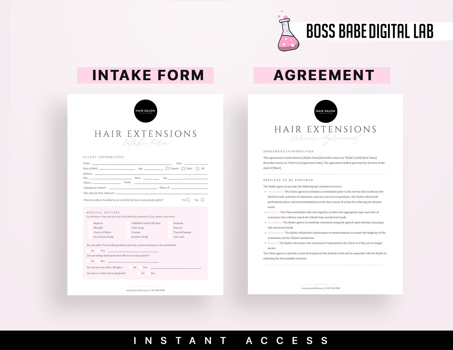 Hair Extension Forms, Editable Hair Consent Templates, Hair Extensions ...