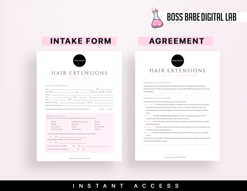 Hair Extension Forms Editable Hair Consent Templates Hair - Etsy