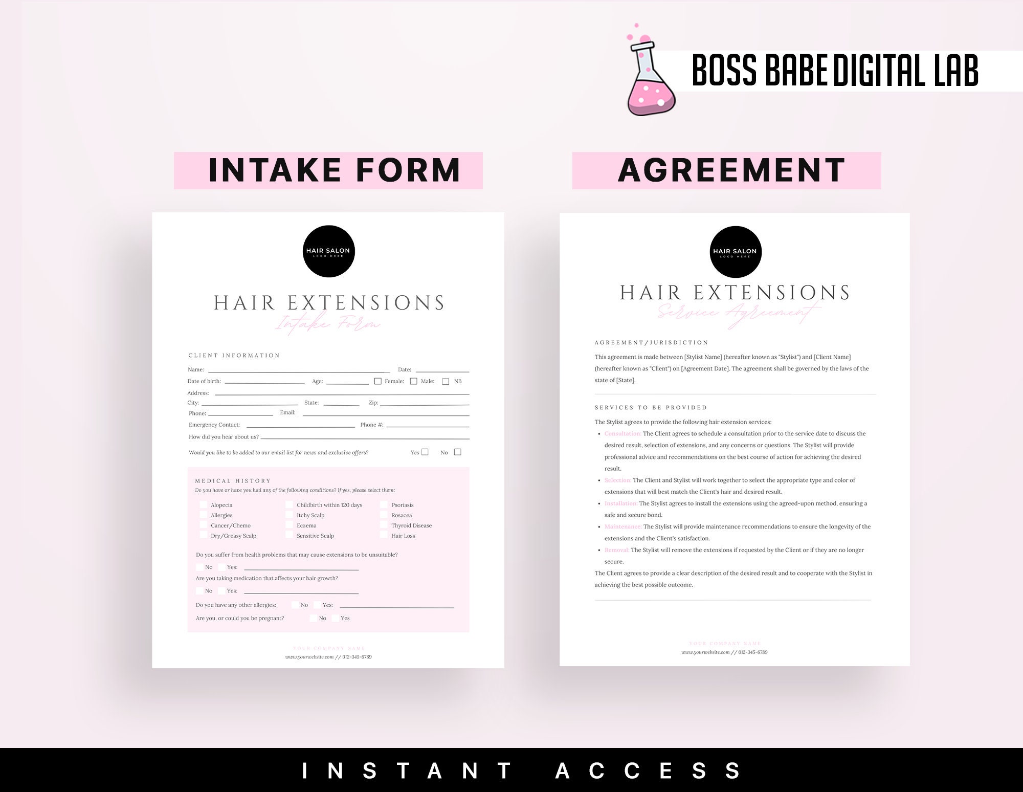 Hair Extension Forms, Editable Hair Consent Templates, Hair Extensions ...