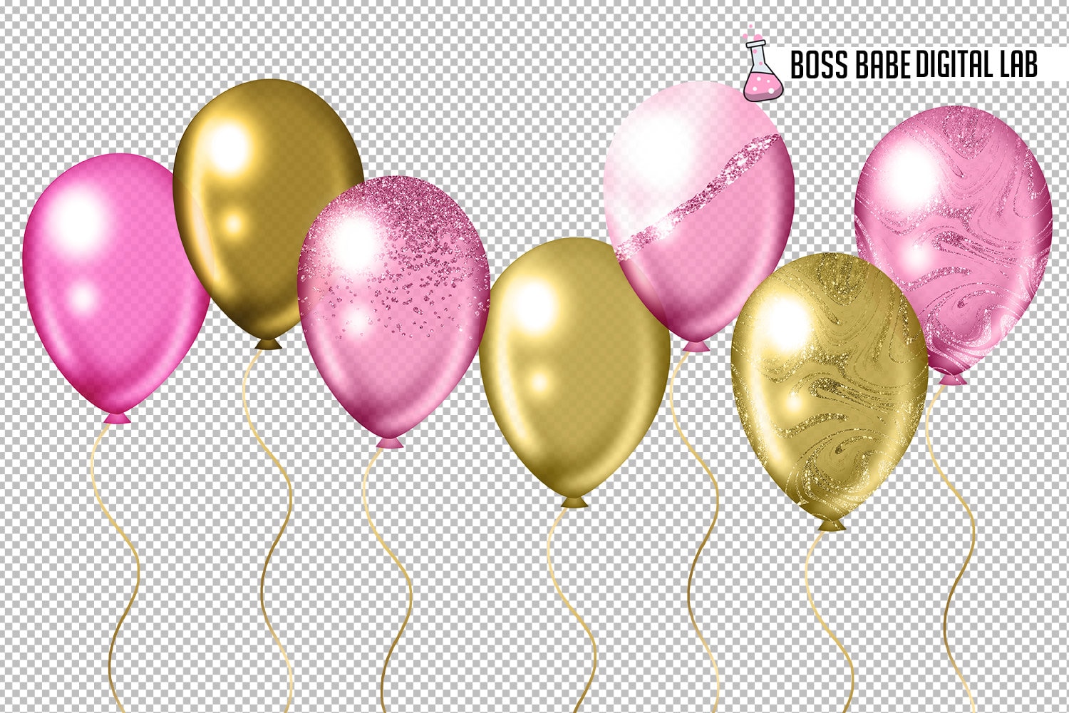 Pink and Gold Balloon Clipart Clipart: balloon - Etsy