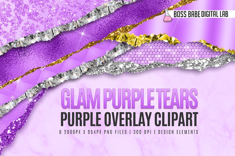 Glam Purple Tears Clipart Glitter Purple Tear Borders - Etsy