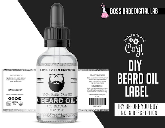 Beard Oil Label Design Do It Yourself Beard Oil Label Design | Etsy