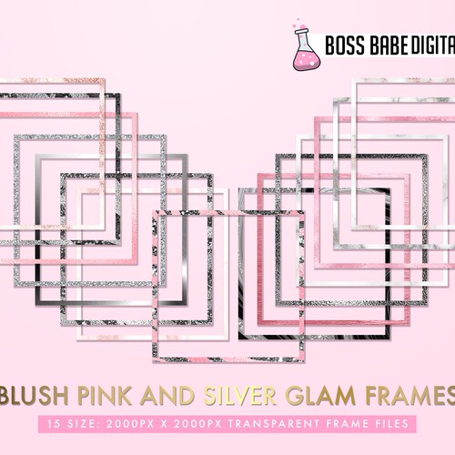 Blush Pink and Silver Glam Curved Border Clipart Glam Wave - Etsy