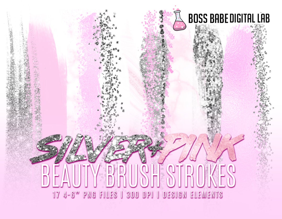 Blush Pink and Silver Beauty Brush Strokes, Blush Pink and Silver ...