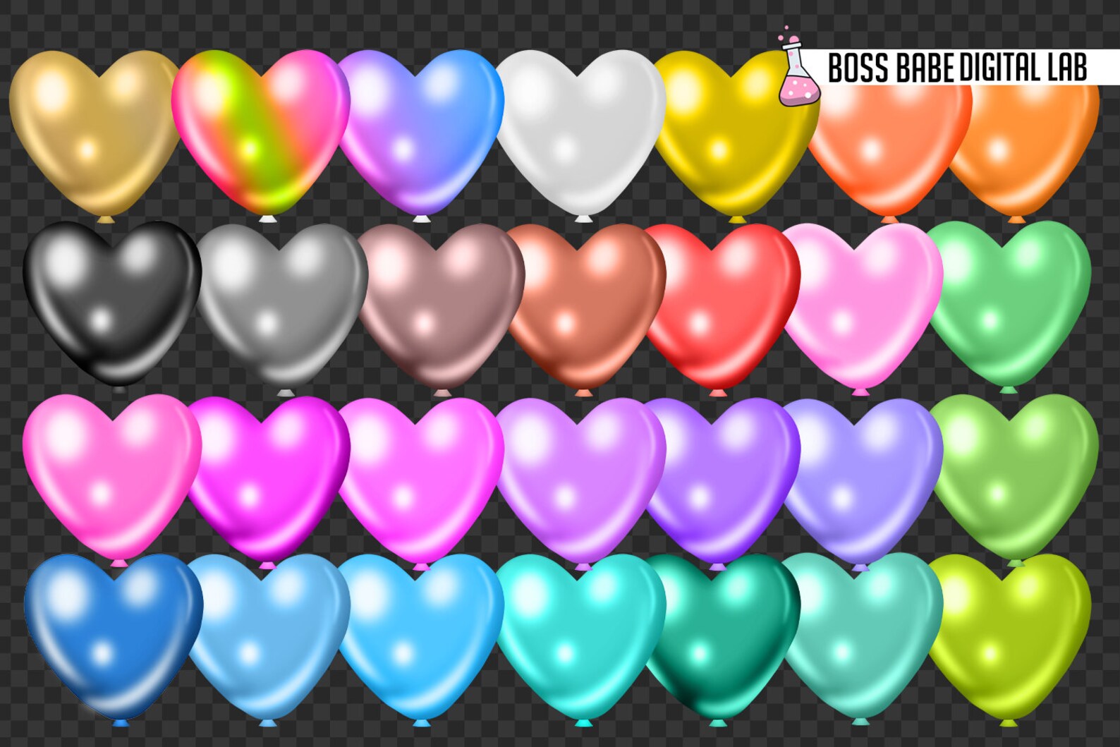 Multi Color Heart Balloon Clipart: "balloon Clipart" Birthday Clipart ...