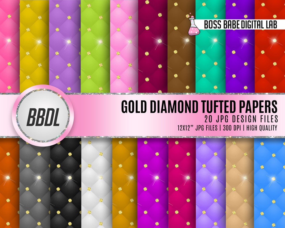 Seamless Tufted Gold Diamond Papers, Multi Color Glam Digital Papers ...
