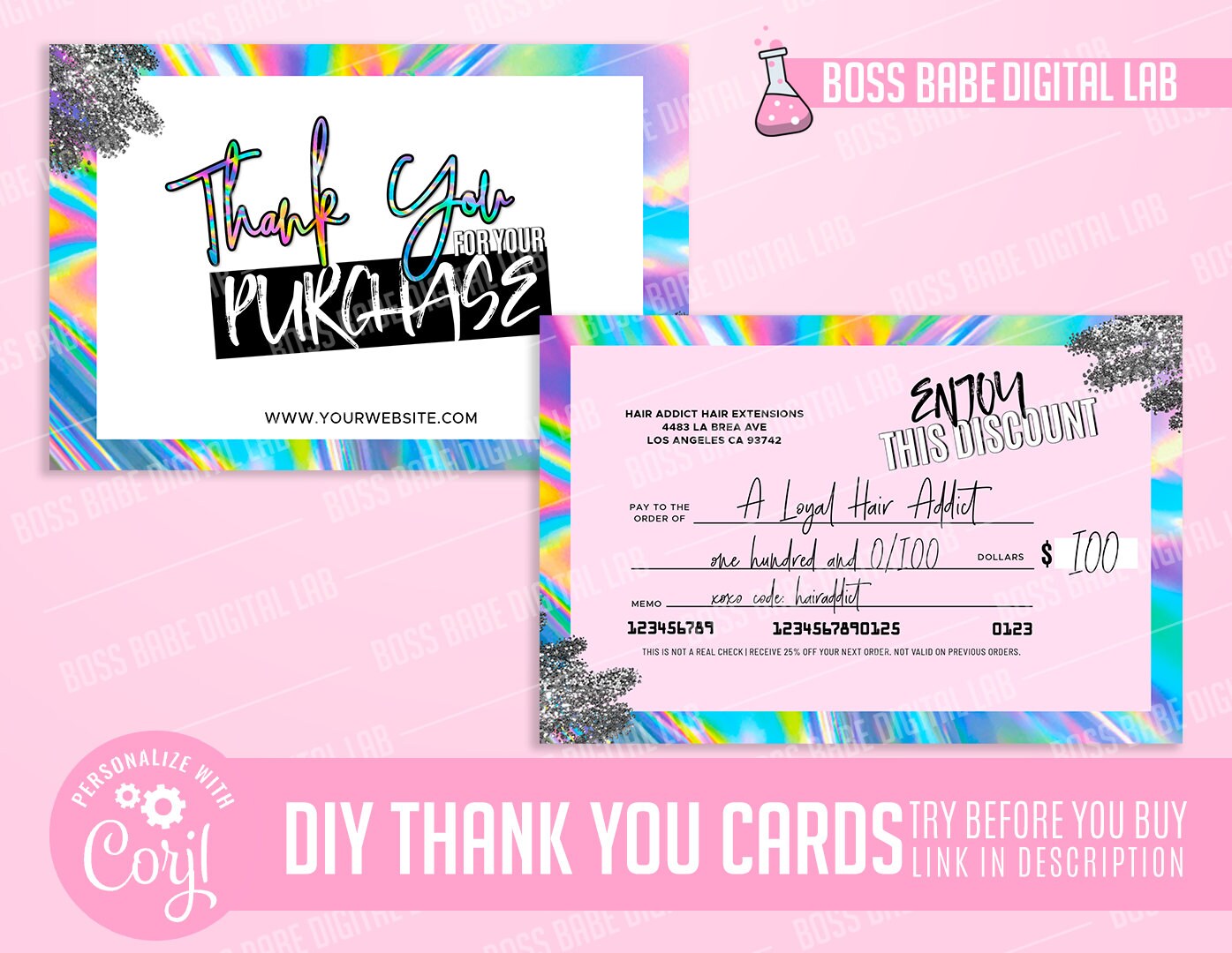 DIY Check Thank You Flyer Editable Thank You Card DIY Check | Etsy