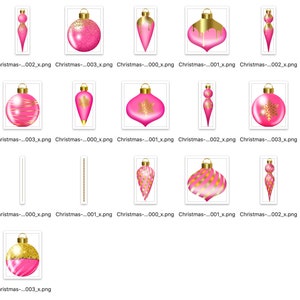 Glam Pink and Gold Christmas Ornament Clipart: Christmas Clipart, Gold ...