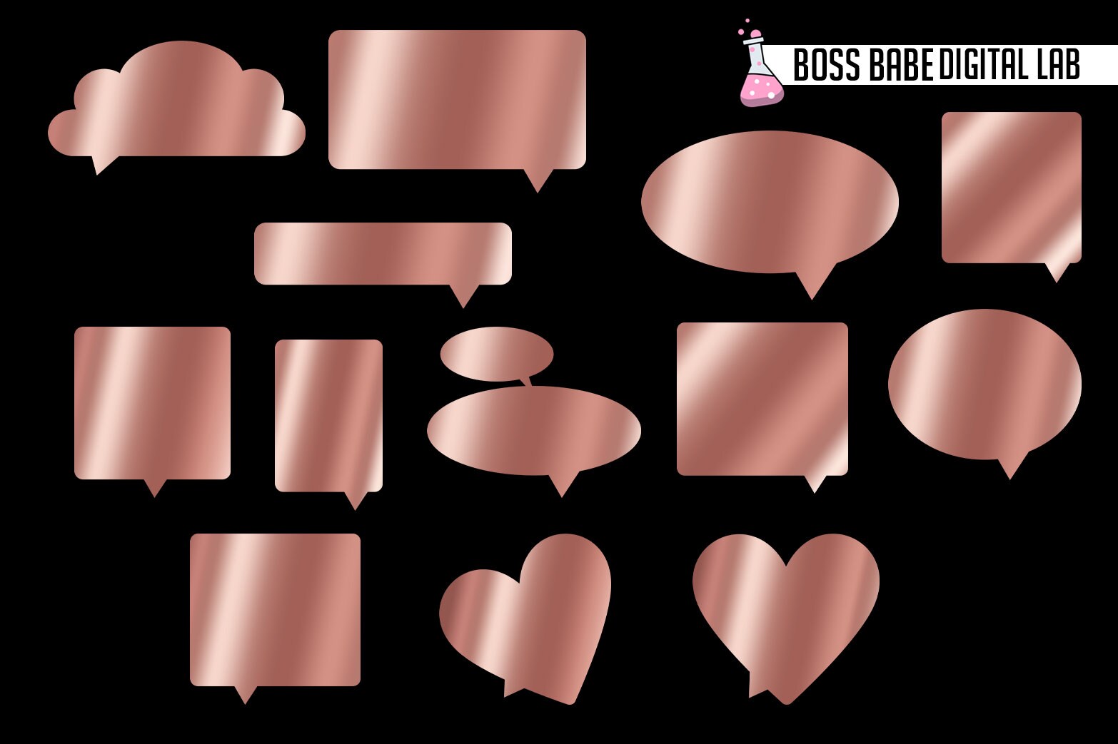 Glam Speech Bubbles Clipart Gold Speech Bubble Design - Etsy