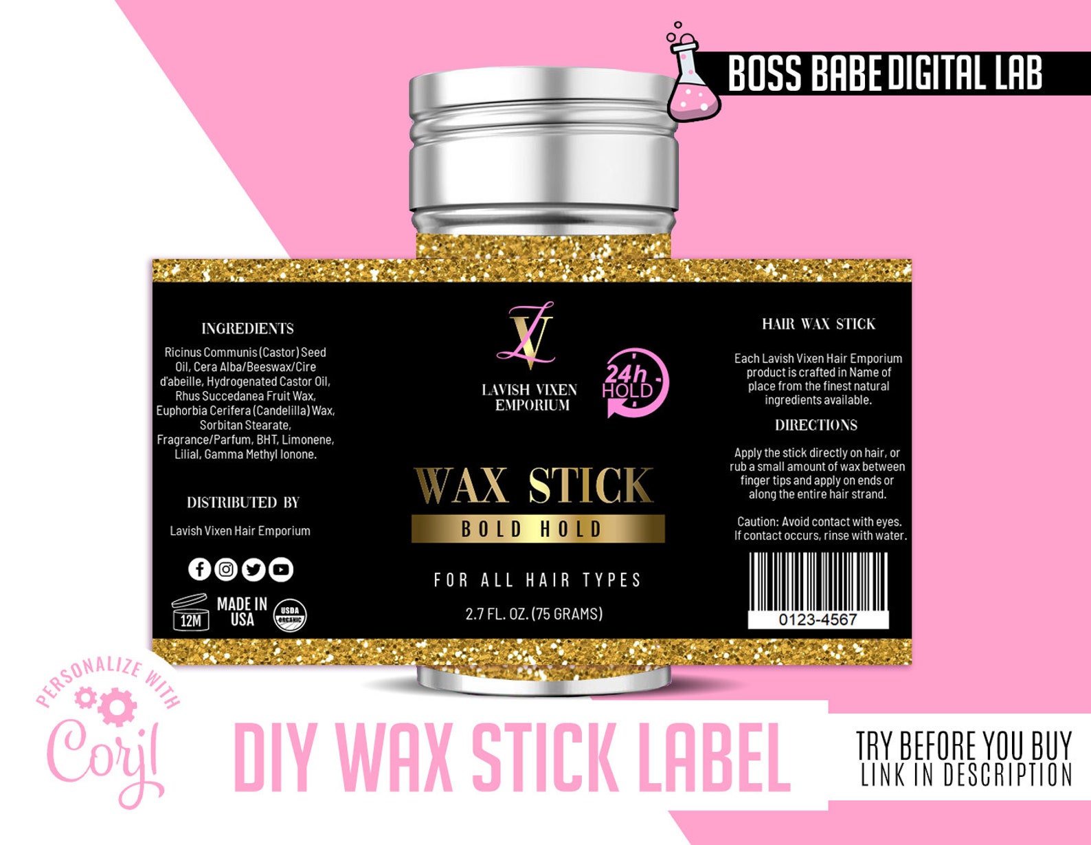 DIY Wax Stick Labels Do It Yourself Hair Wax Stick Sticker - Etsy