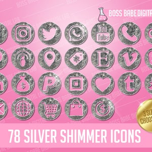 Silver Shimmer Icon Kit, Silver Shimme Social Media Icons, Silver ...