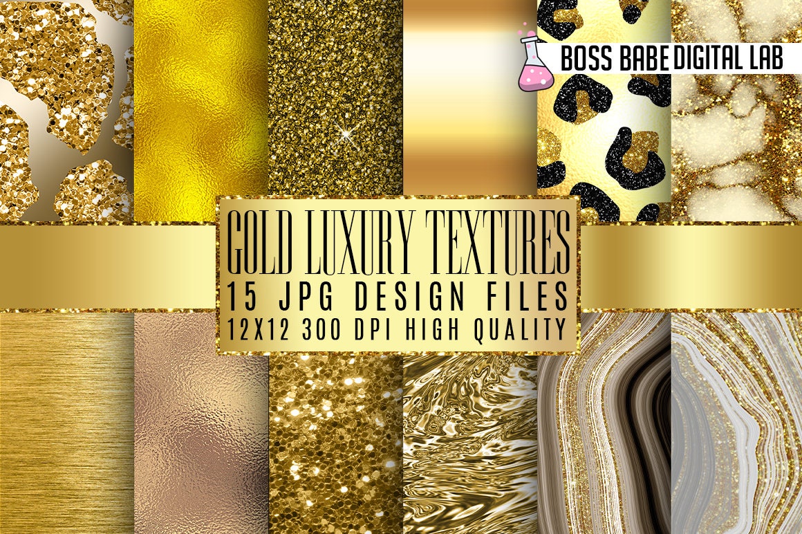 Gold Luxury Textures Foil Digital Paper Gold Foil Gold Foil | Etsy