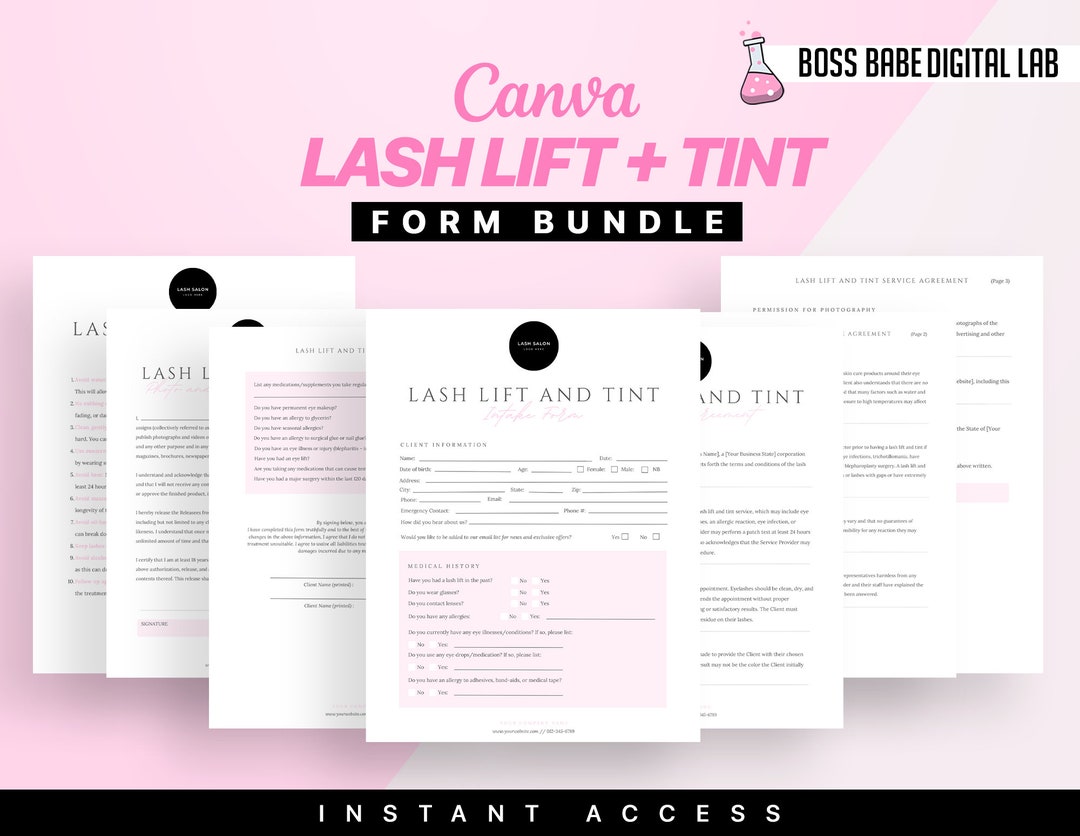 Lash Lift Consent, Canva Template, Lash Lift and Tint Aftercare, Lash ...