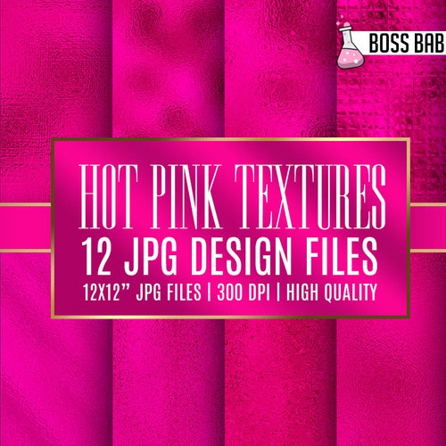 Hot Pink Metallic Foil Textures Hot Pink Foil Digital Paper | Etsy