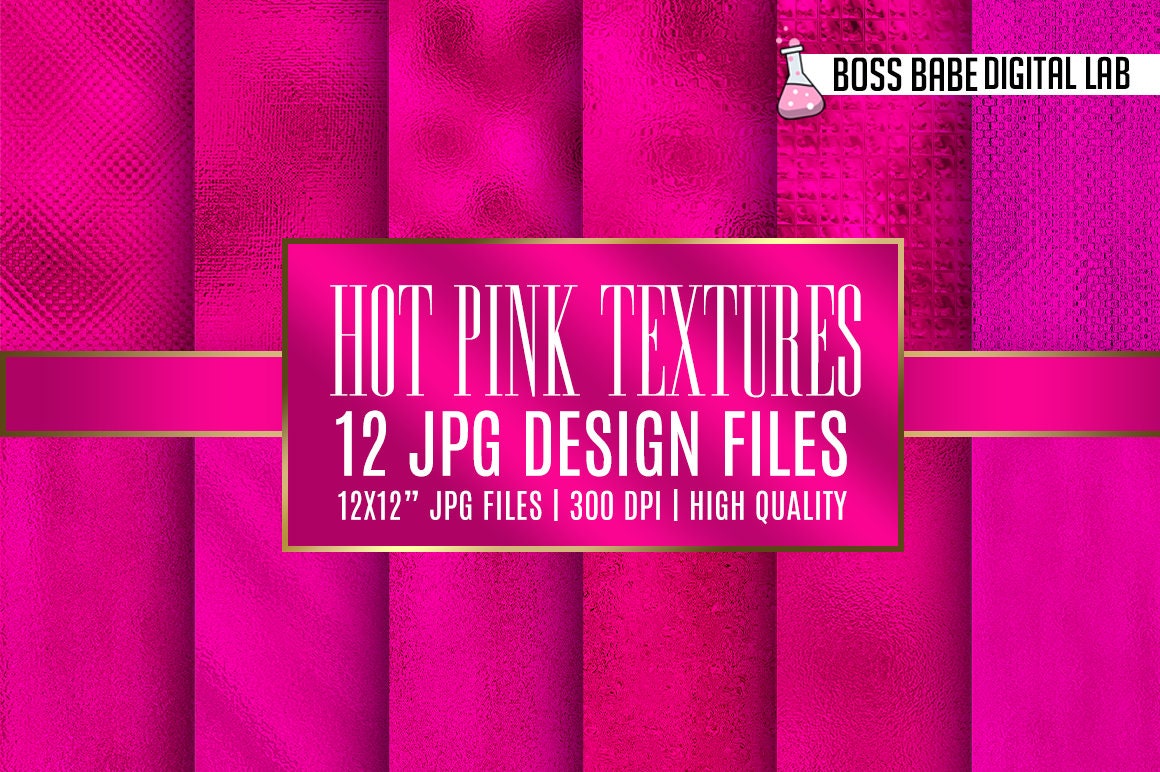 Hot Pink Metallic Foil Textures Hot Pink Foil Digital Paper | Etsy