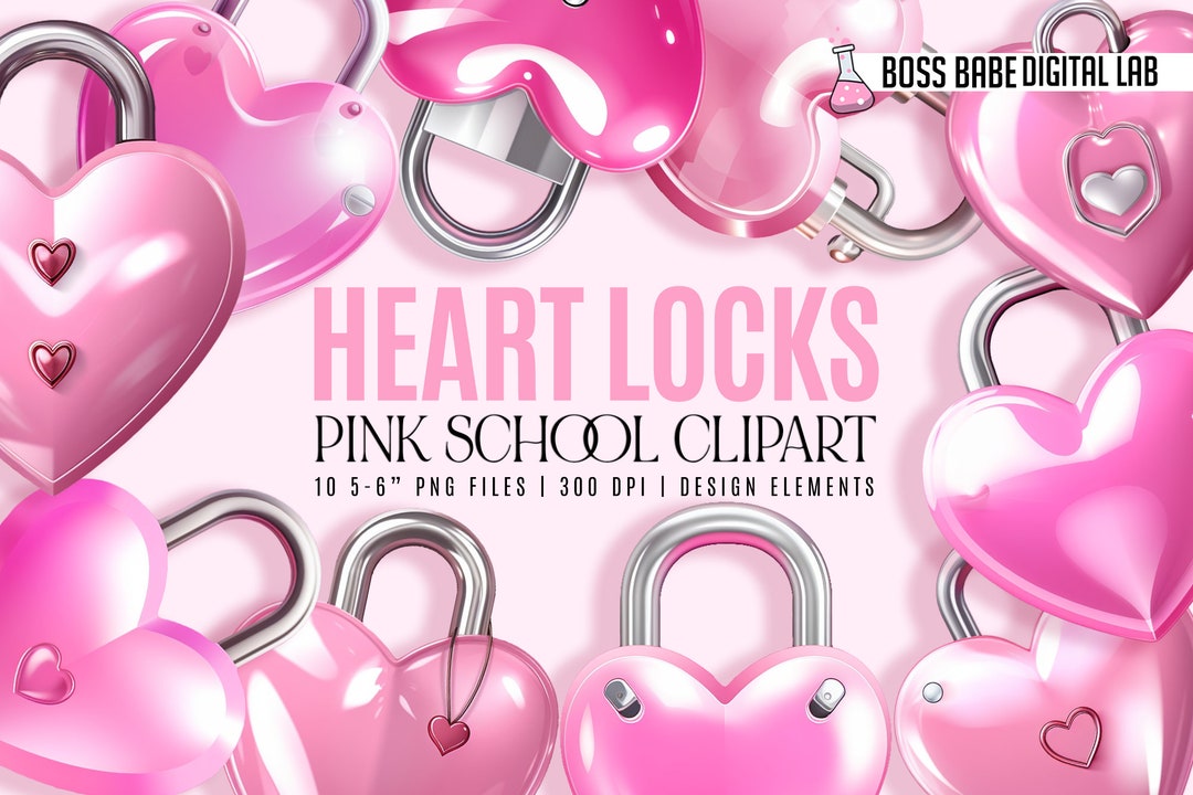 Glam Pink Heart Lock Clipart: "lock Clipart" School Hear Lock Clipart ...