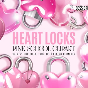 Glam Pink Heart Lock Clipart: "lock Clipart" School Hear Lock Clipart ...