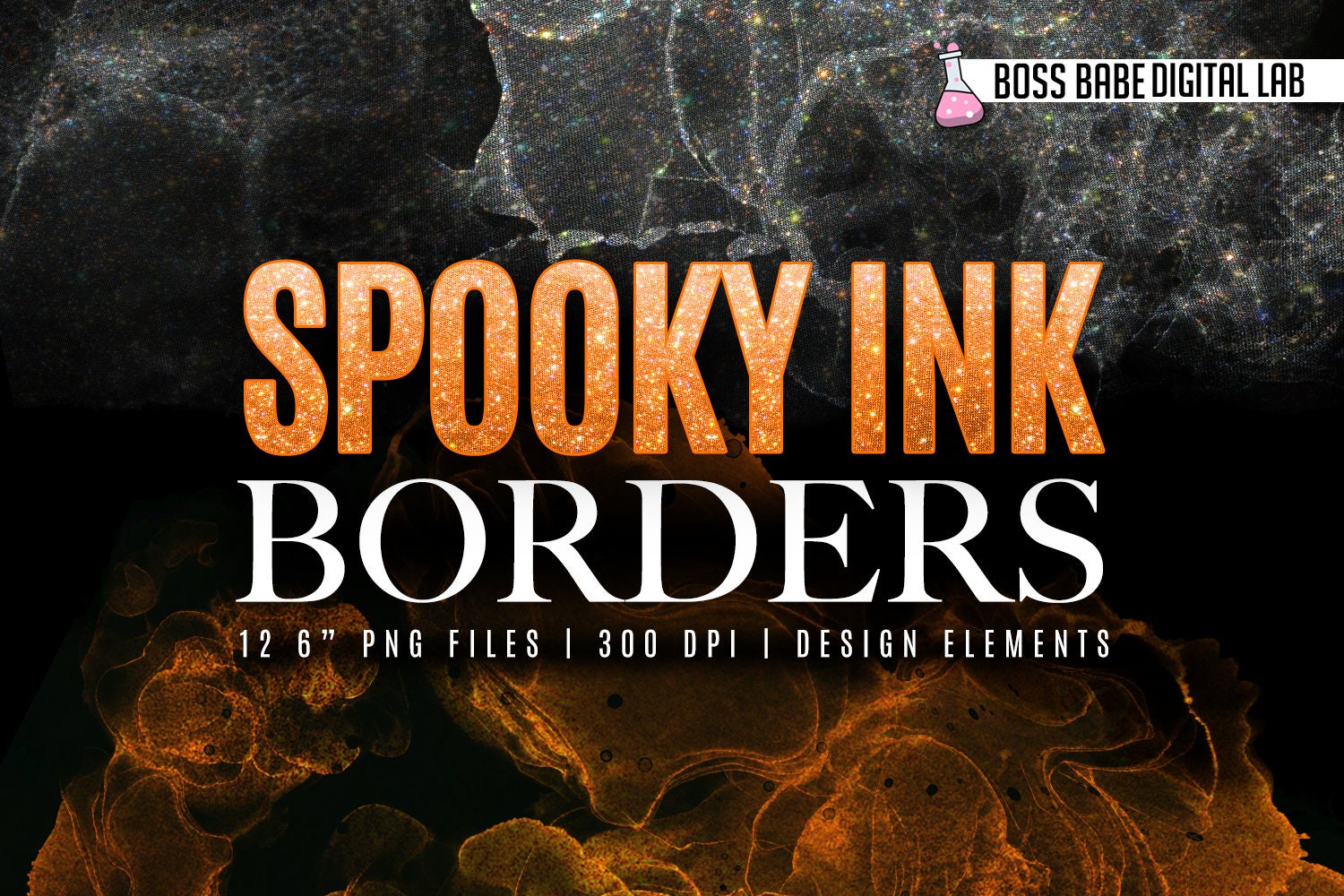 Glam Halloween Spooky Ink Borders Glitter Halloween Borders - Etsy