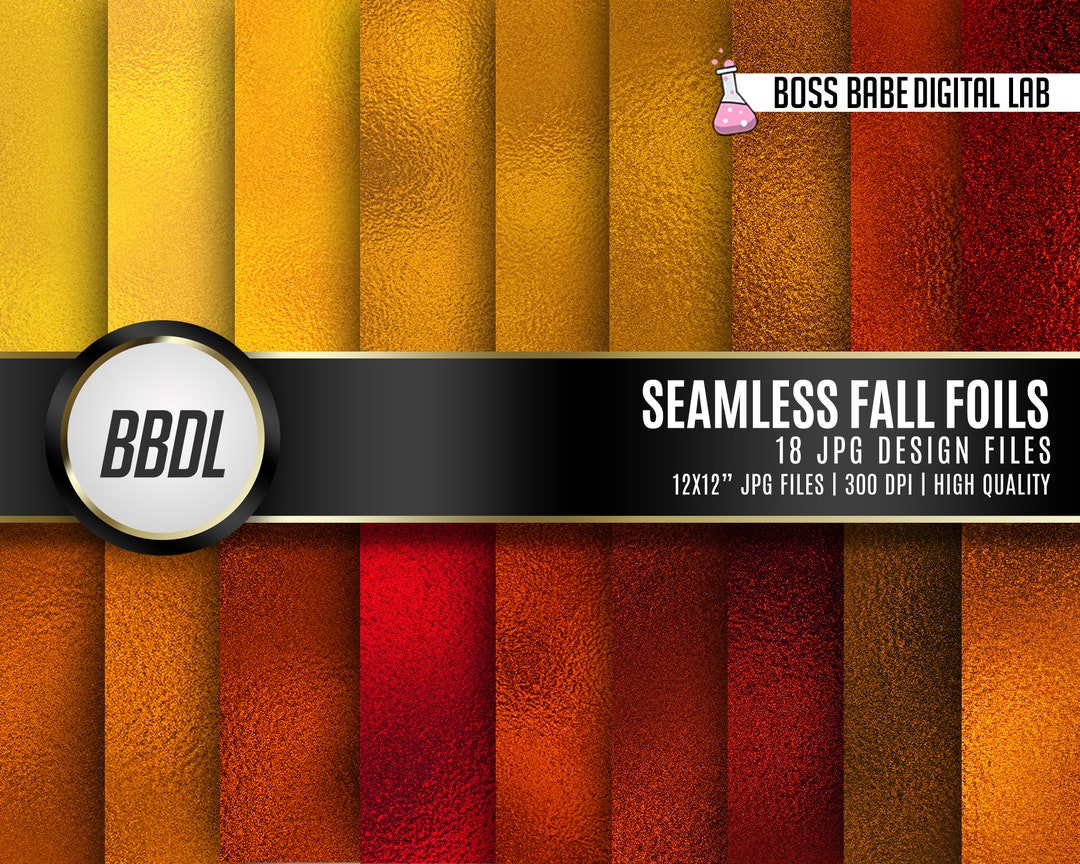 Seamless Fall Colored Foil Digital Papers, 12" X 12", 300 Dpi High ...