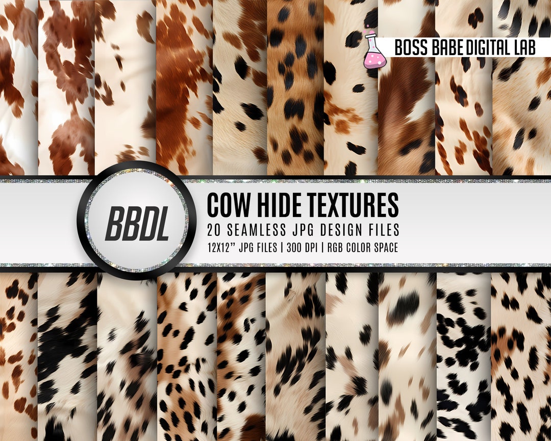 20 Cowhide Digital Paper Textures, Seamless Cow Leather Textures ...
